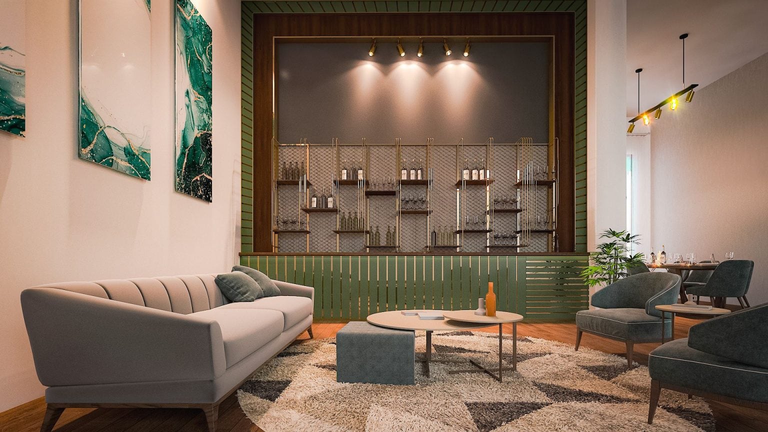 Luxurious High Ceiling Living Room Bar - Homilo